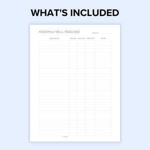 Monthly Bill Tracker Printable | Budget Organizer & Payment Log ...