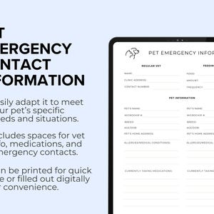 Child Sitting and Pet Sitting Emergency Contact Information Printable ...
