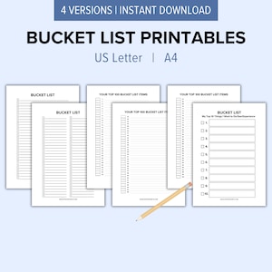 4 Bucket List Planner Printable Worksheets and Templates Bundle - Etsy