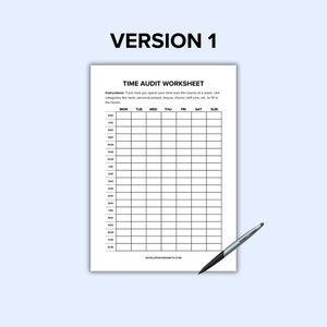 Time Audit Printable Worksheets | Hourly Time Tracker | Time Management ...