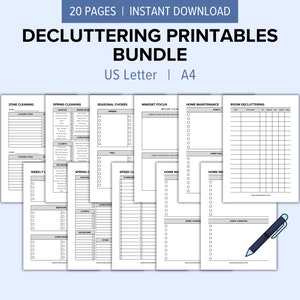 20 Decluttering Checklist Printable Planner | Home Management Checklist ...