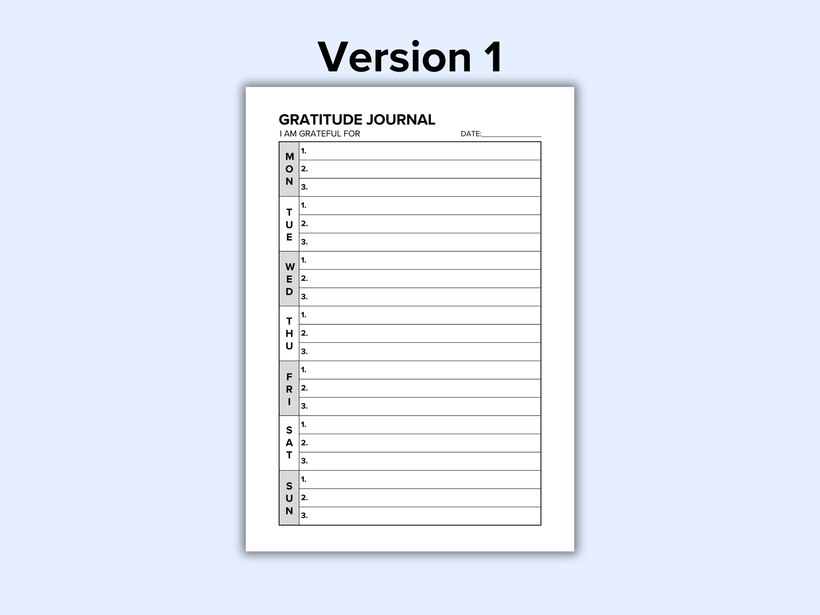 Daily Gratitude Journal Log Printable Worksheet | 30 Days of Gratitude ...