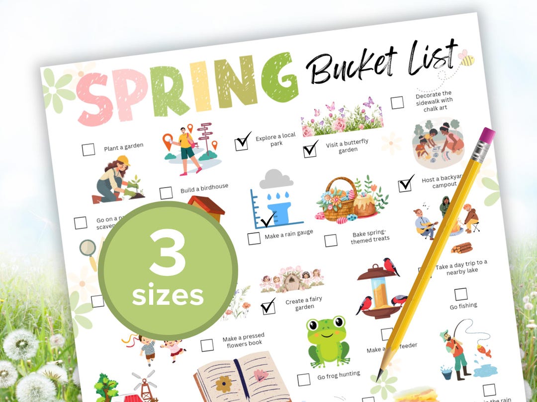 Spring Bucket List Printable Spring Activities Checklist Seasonal Kid's ...