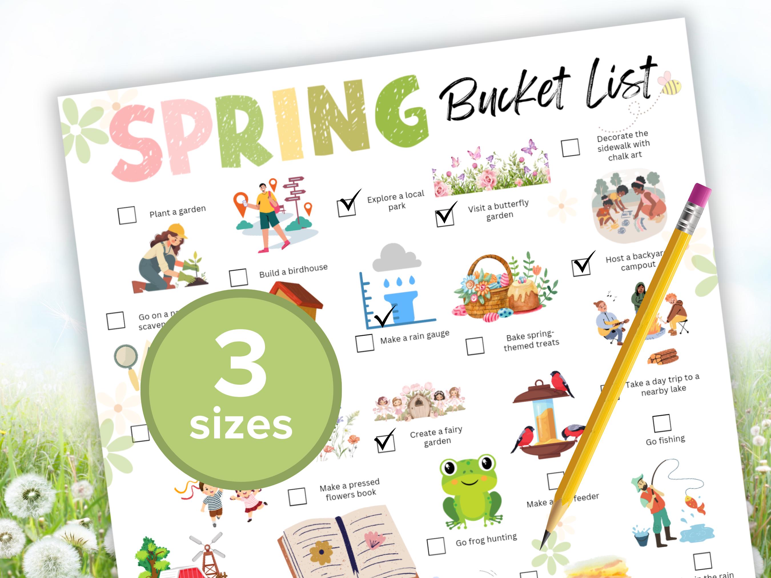 Spring Bucket List Printable Spring Activities Checklist Seasonal Kid's ...