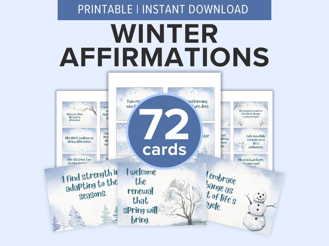 72 Winter Affirmation Cards for Gratitude | Printable Winter-themed ...