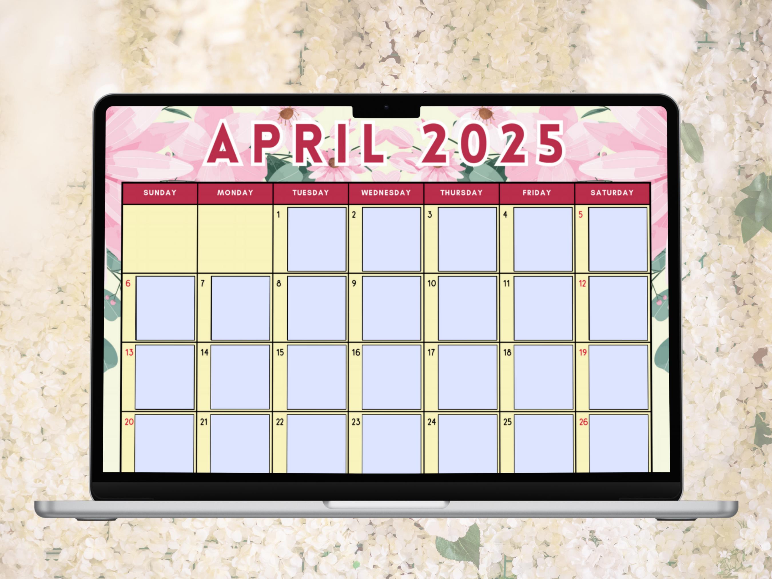 Editable April 2025 Calendar Printable | Spring Themes | Easter ...