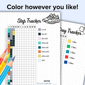 20 Yearly Tracker Journal Pages Printable Bundle | Year in Pixels ...