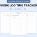 Work Log Time Tracker Printable | A5, US Letter, A4 | Fillable ...