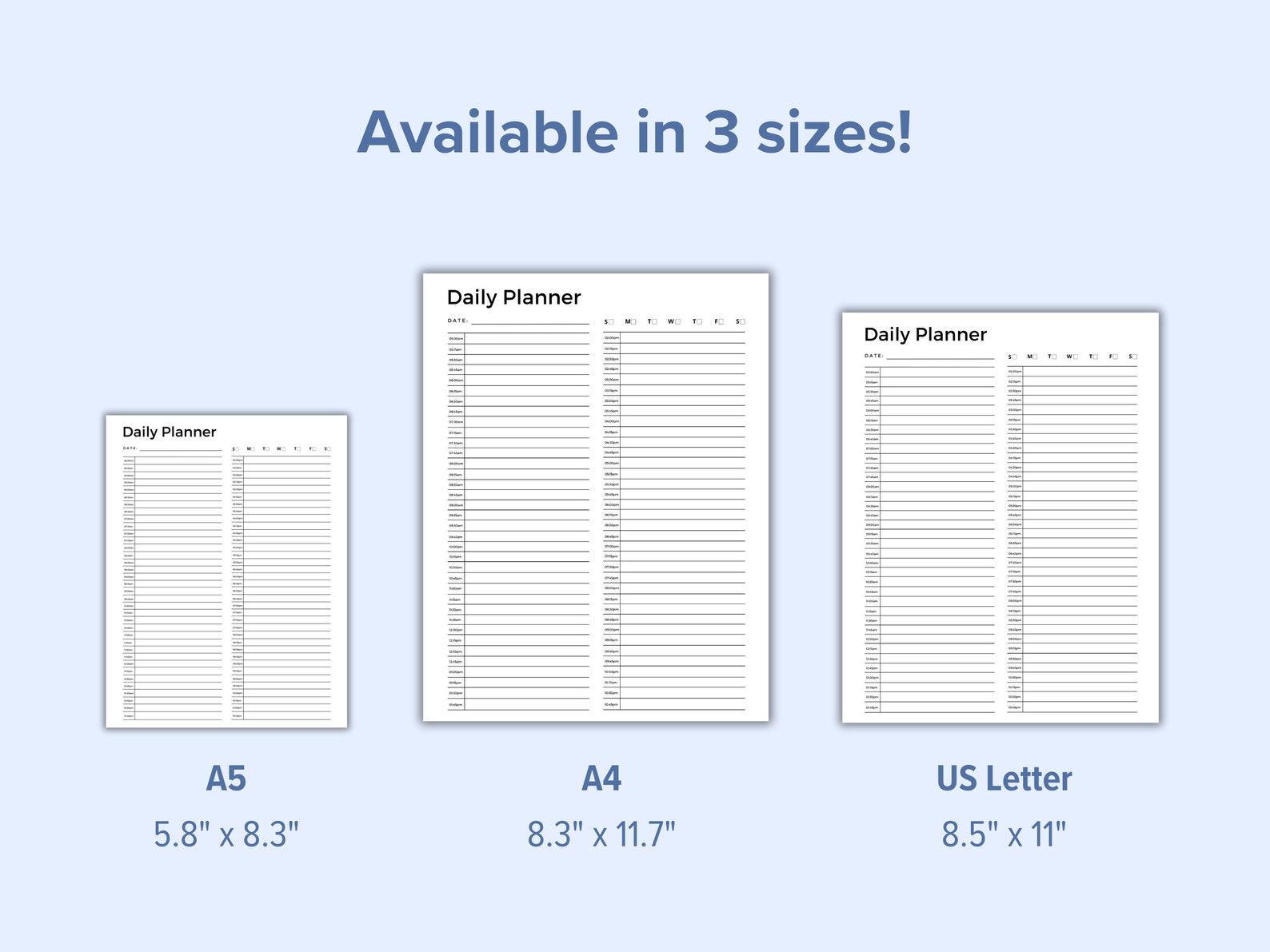 15 Minute Interval Planner Page Printable | Daily Schedule Increments ...