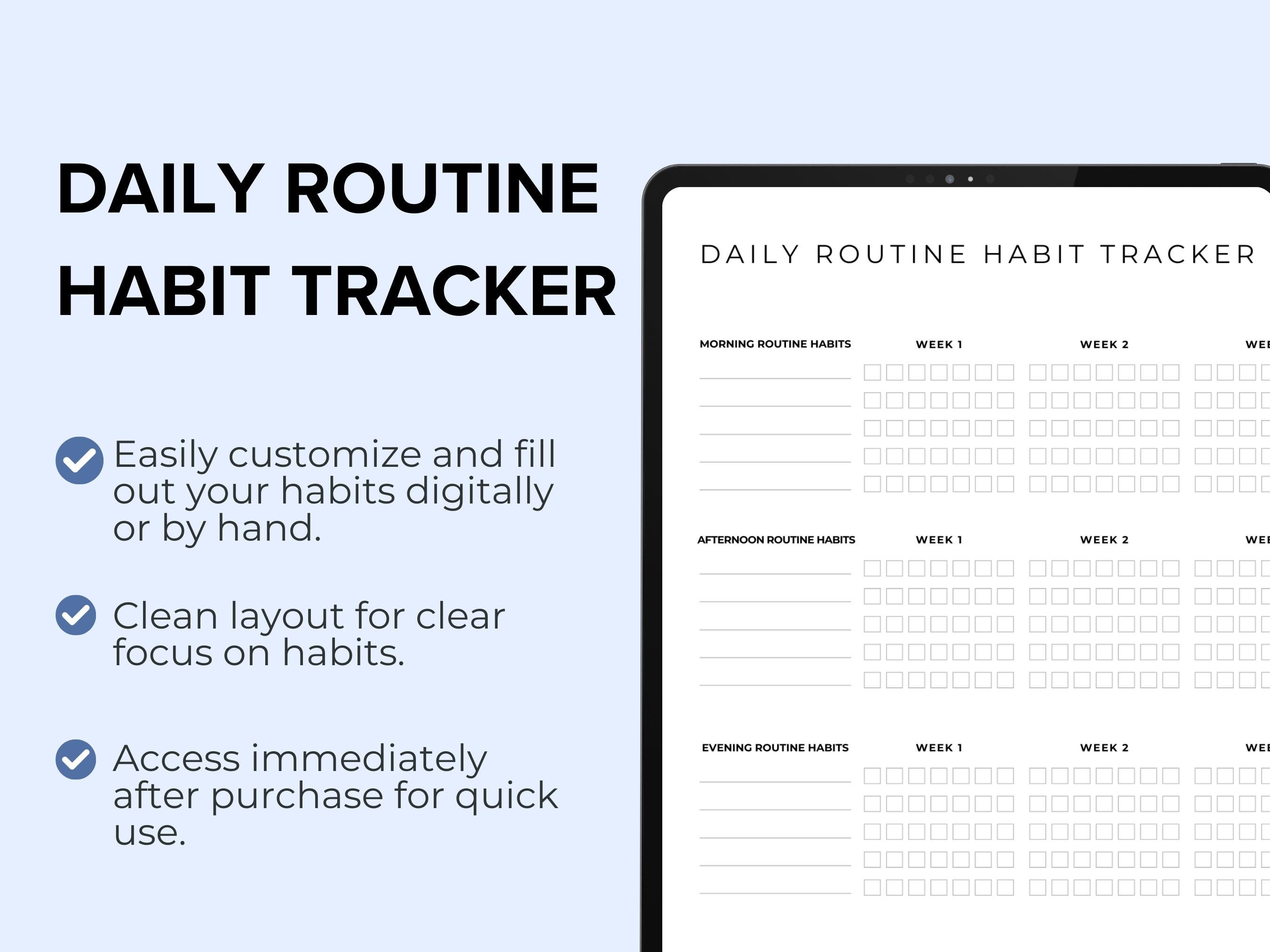 Daily Routine Habit Tracker Printable | Morning and Evening Routines ...