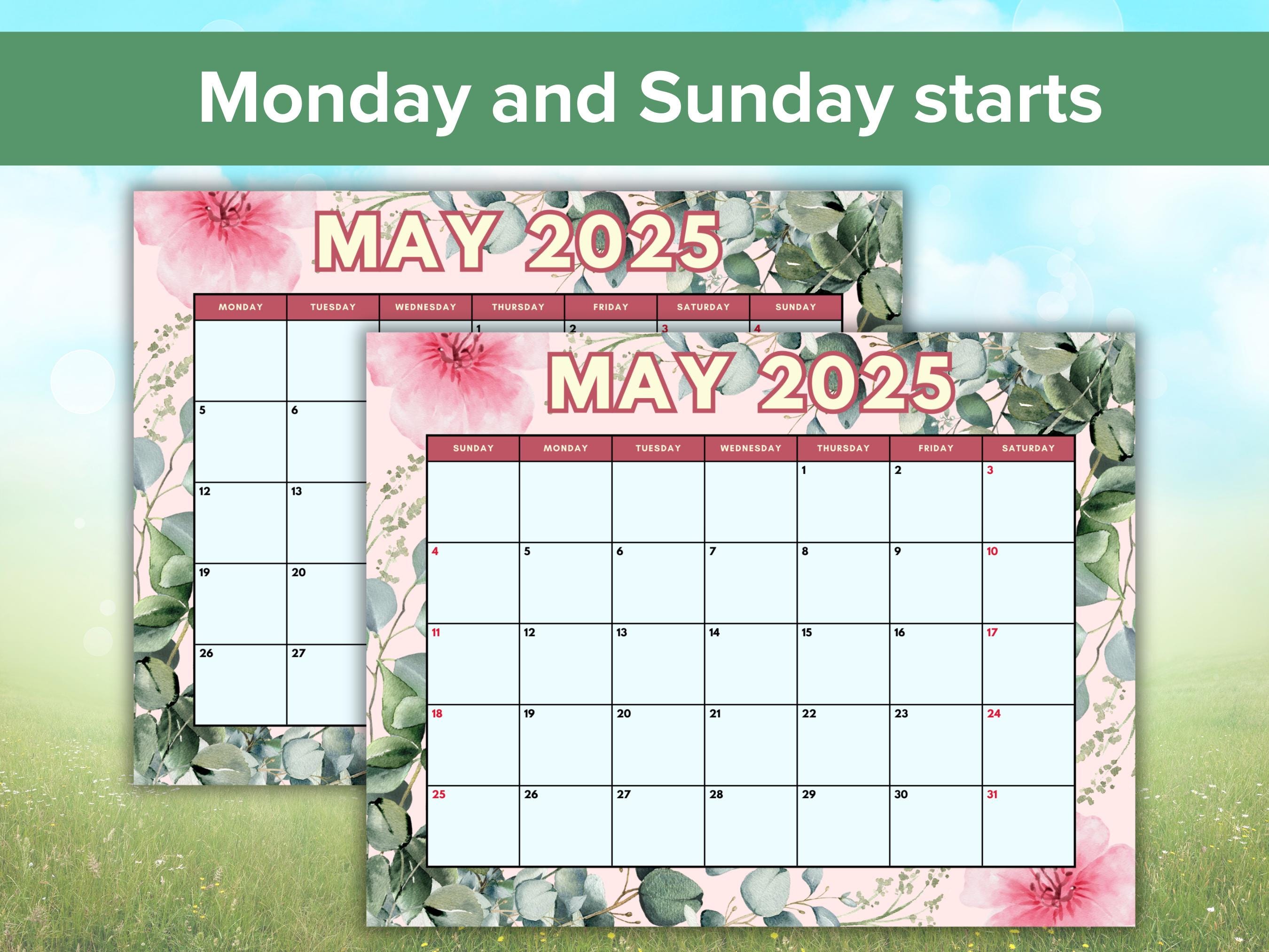 Editable May 2025 Calendar Printable and Spring Themes | Mother's Day ...