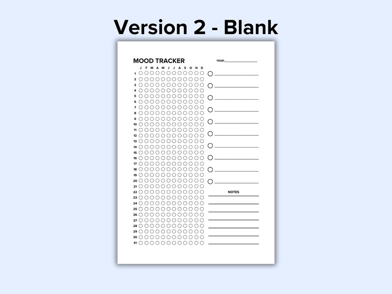Yearly Minimalist Mood Tracker Printable | A Year in Pixels | Track ...