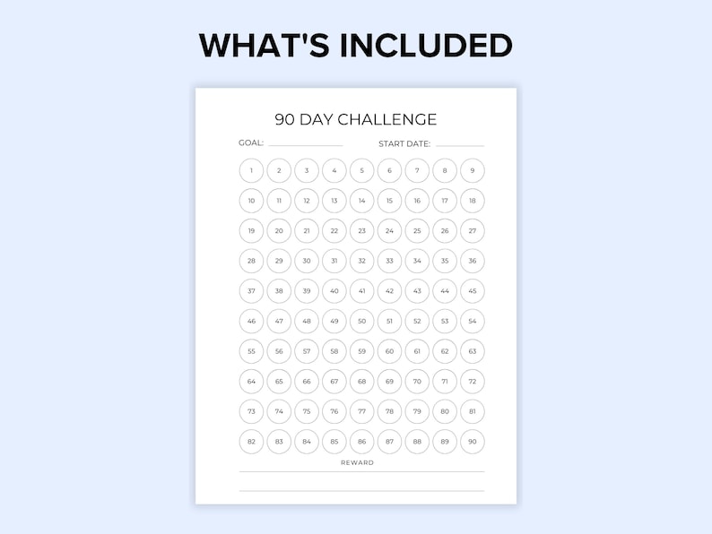 90 Day Challenge Goal Setting Tracker | A4, A5, US Letter | Fillable ...