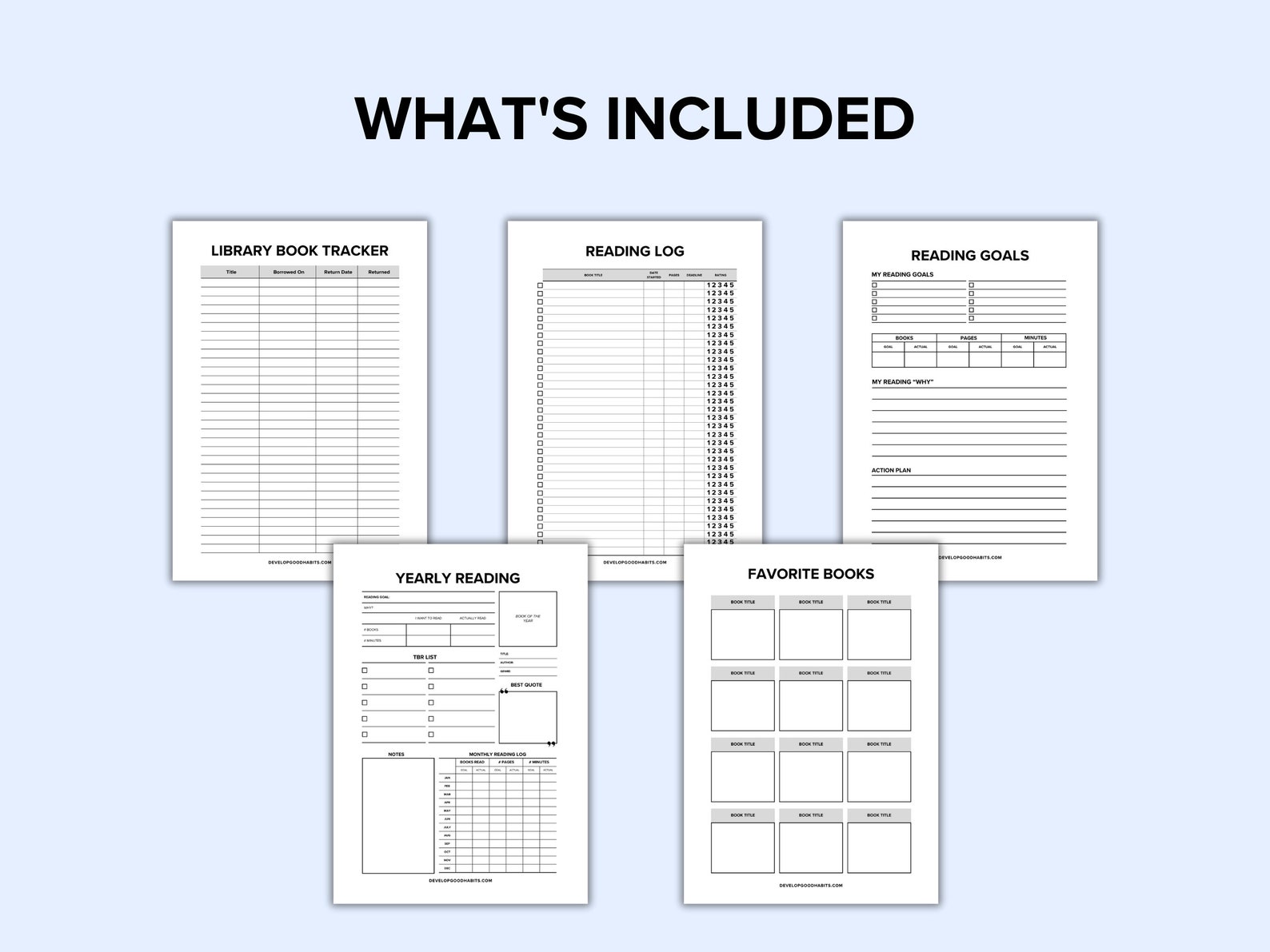 11 Reading Log Journal Printable Worksheets Bundle | Book Reading ...