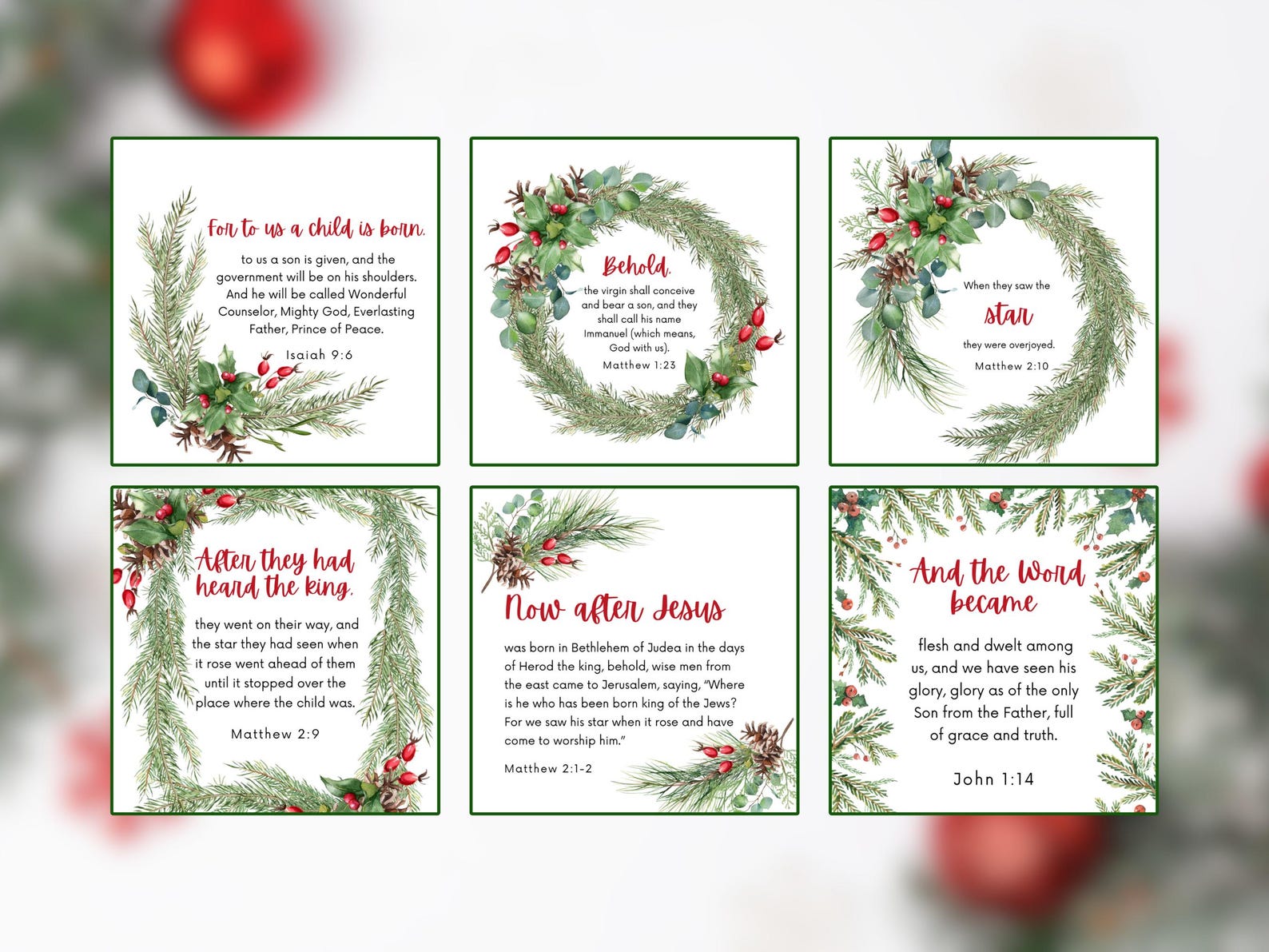 32 Christmas Bible Verses Cards Printable | Christian Christmas Cards ...