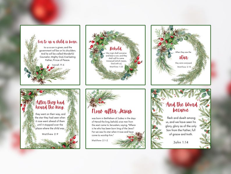 32 Christmas Bible Verses Cards Printable | Christian Christmas Cards ...