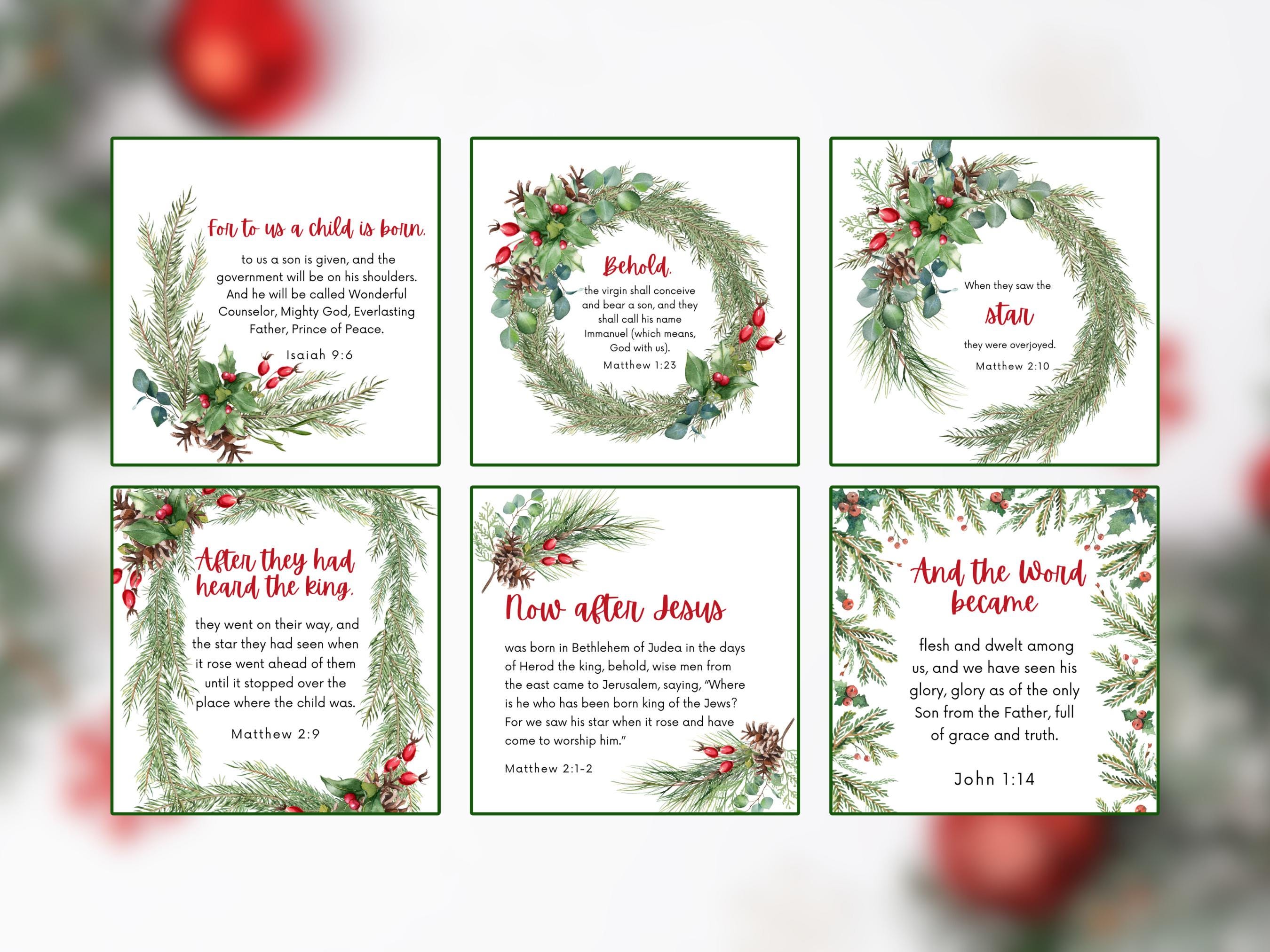 32 Christmas Bible Verses Cards Printable | Christian Christmas Cards ...