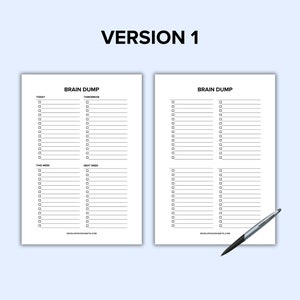 Brain Dump Planner Printable Worksheets | ADHD Brain Dump Daily Planner ...