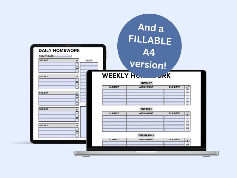 3 Homework Checklists and Worksheets Printable Bundle | Daily Homework ...