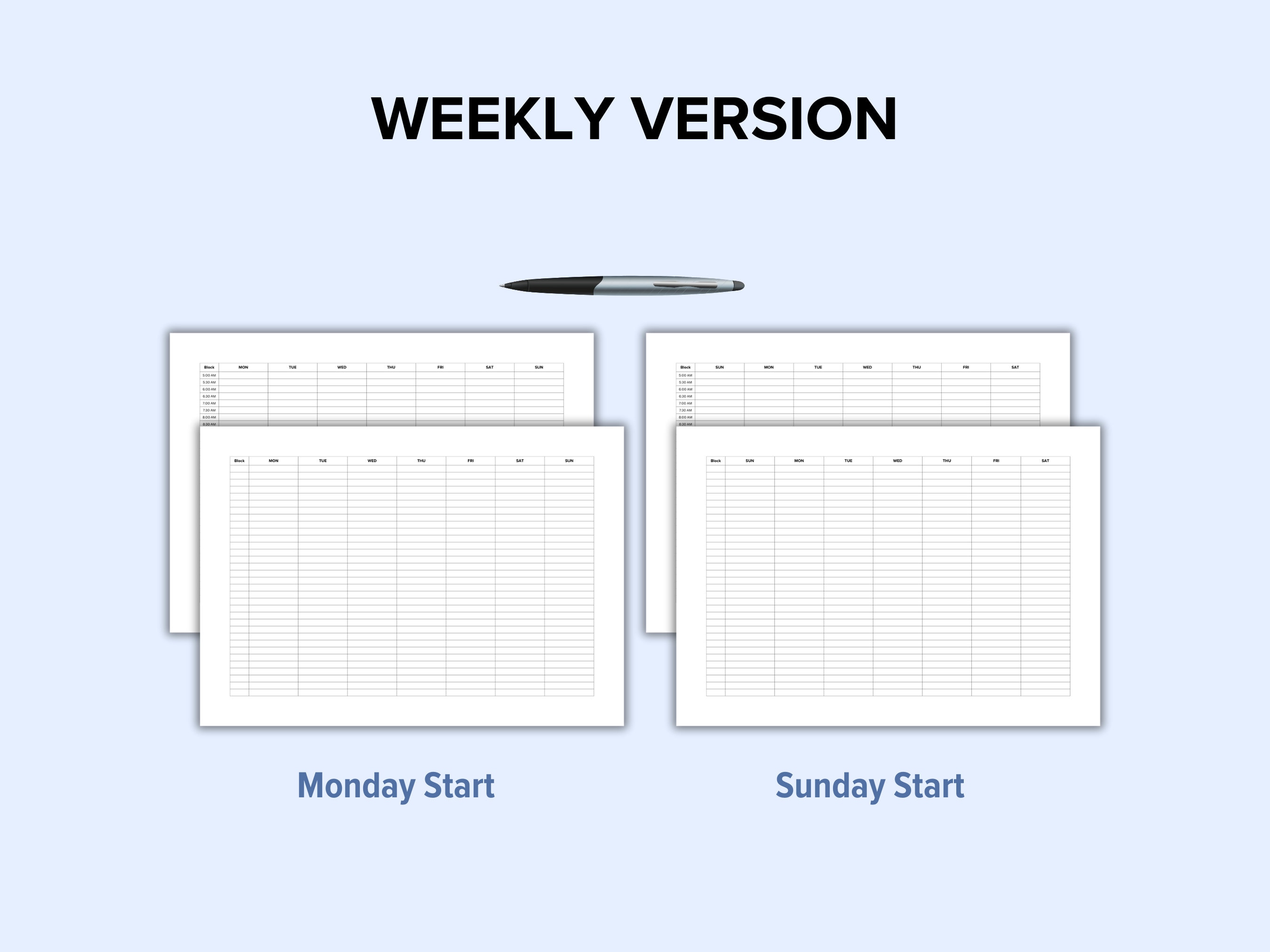 Time Blocking Planner Printable Templates | Daily or Weekly Options ...