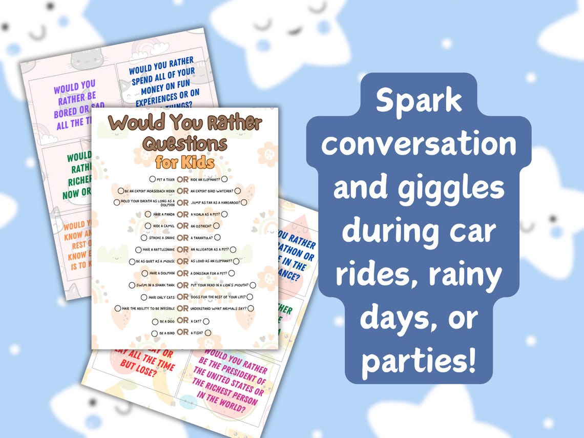 112 Printable Would You Rather Questions Game for Kids | Kids Games ...