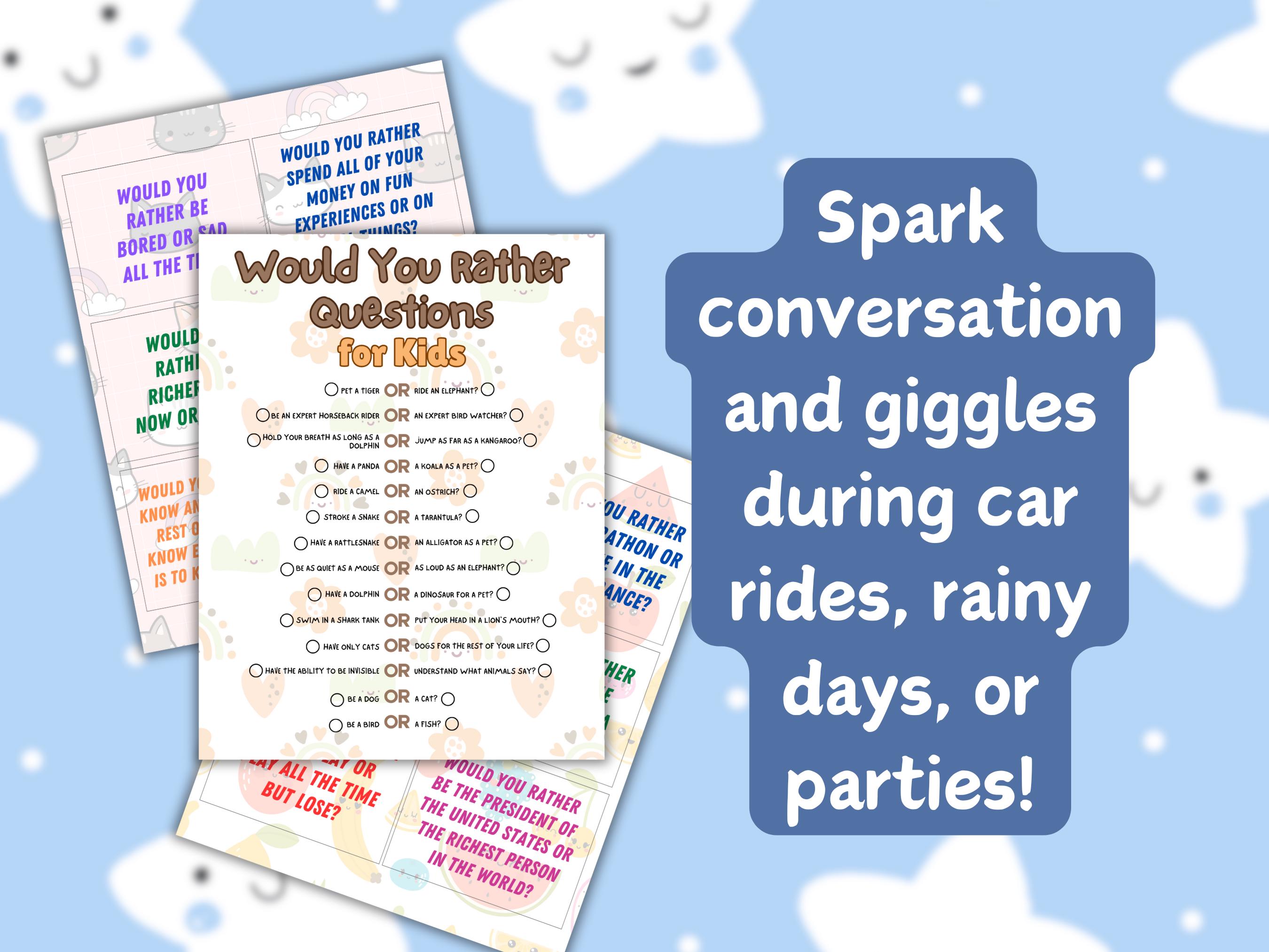 112 Printable Would You Rather Questions Game for Kids | Kids Games ...