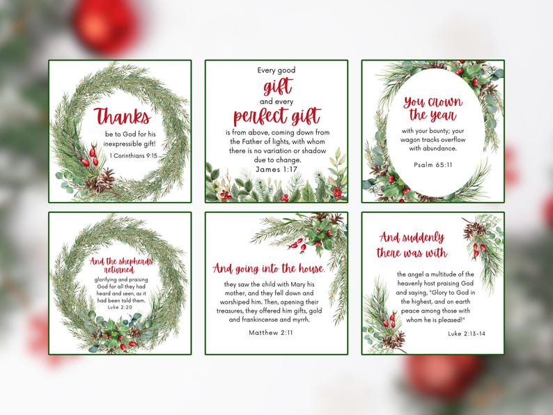 32 Christmas Bible Verses Cards Printable | Christian Christmas Cards ...