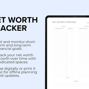 Net Worth Tracker Printable | Assets and Liabilities Balance Sheet - Etsy