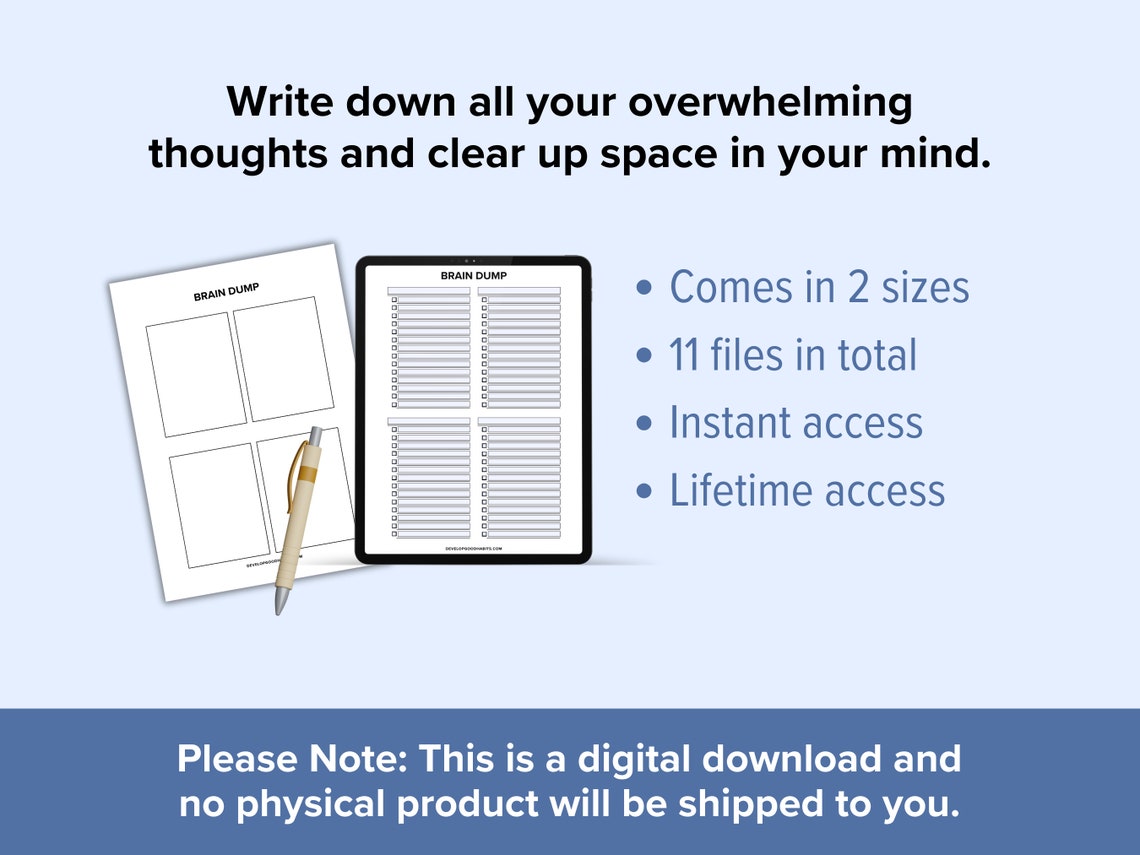 Brain Dump Planner Printable Worksheets | ADHD Brain Dump Daily Planner ...