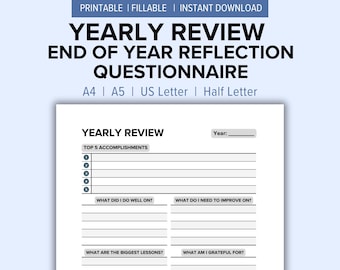 Digital/printable 2024 Yearly Review Pages | End of the Year Reflection ...