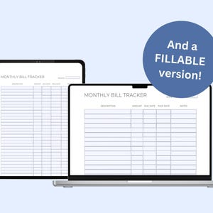 Monthly Bill Tracker Printable | Budget Organizer & Payment Log ...
