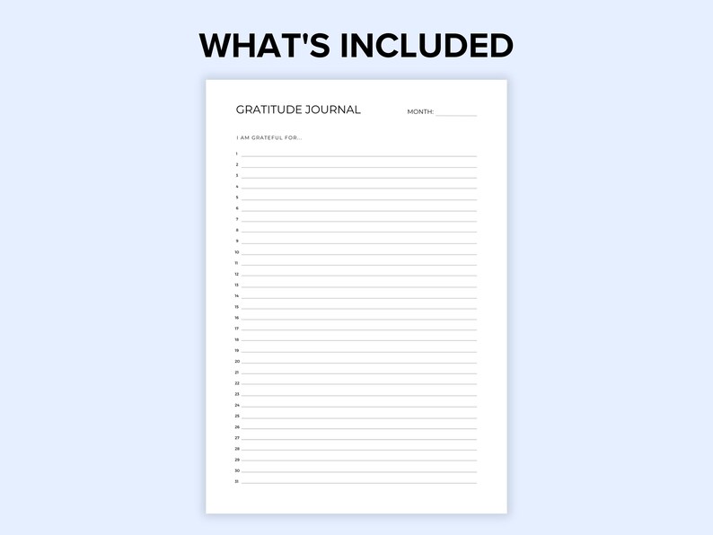 30 Days of Gratitude Journal | Printable Daily Gratitude Log ...