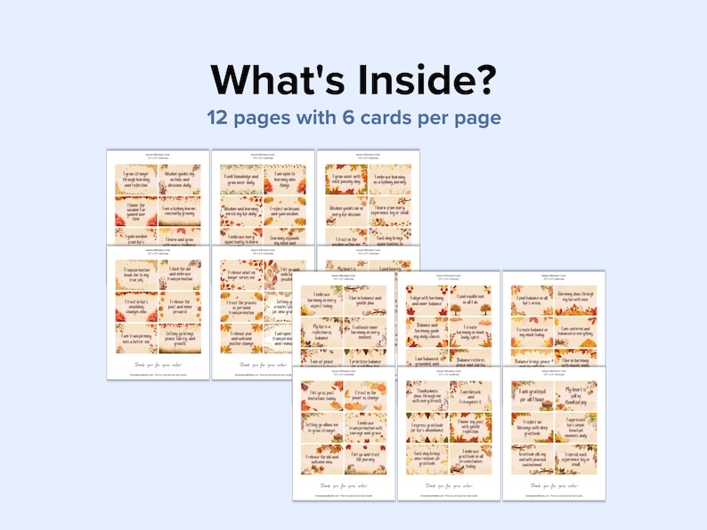 72 Fall Affirmation Cards for Gratitude | Printable Fall and Autumn ...