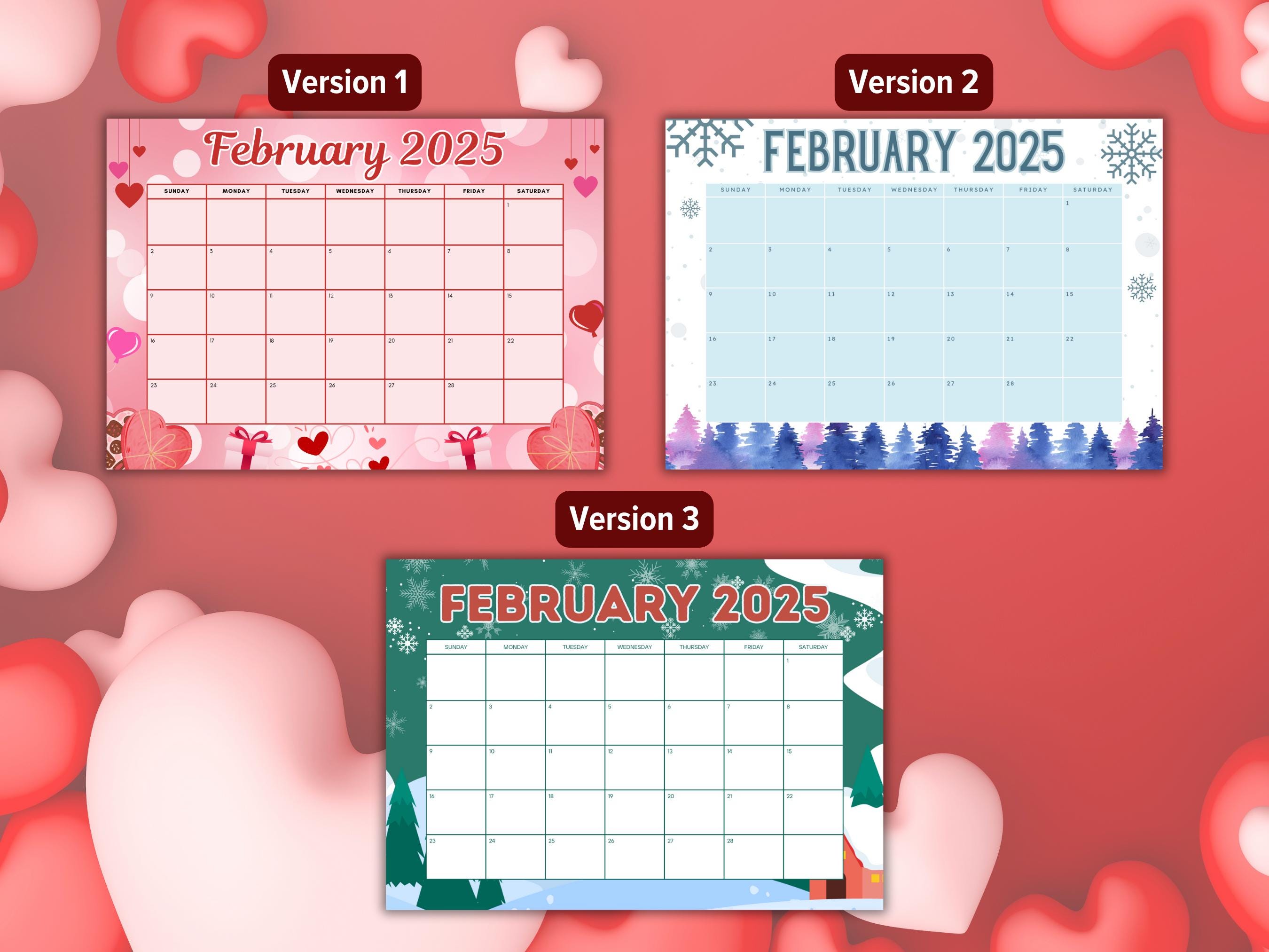 Editable February 2025 Valentines Calendar Printable | Winter-themed ...