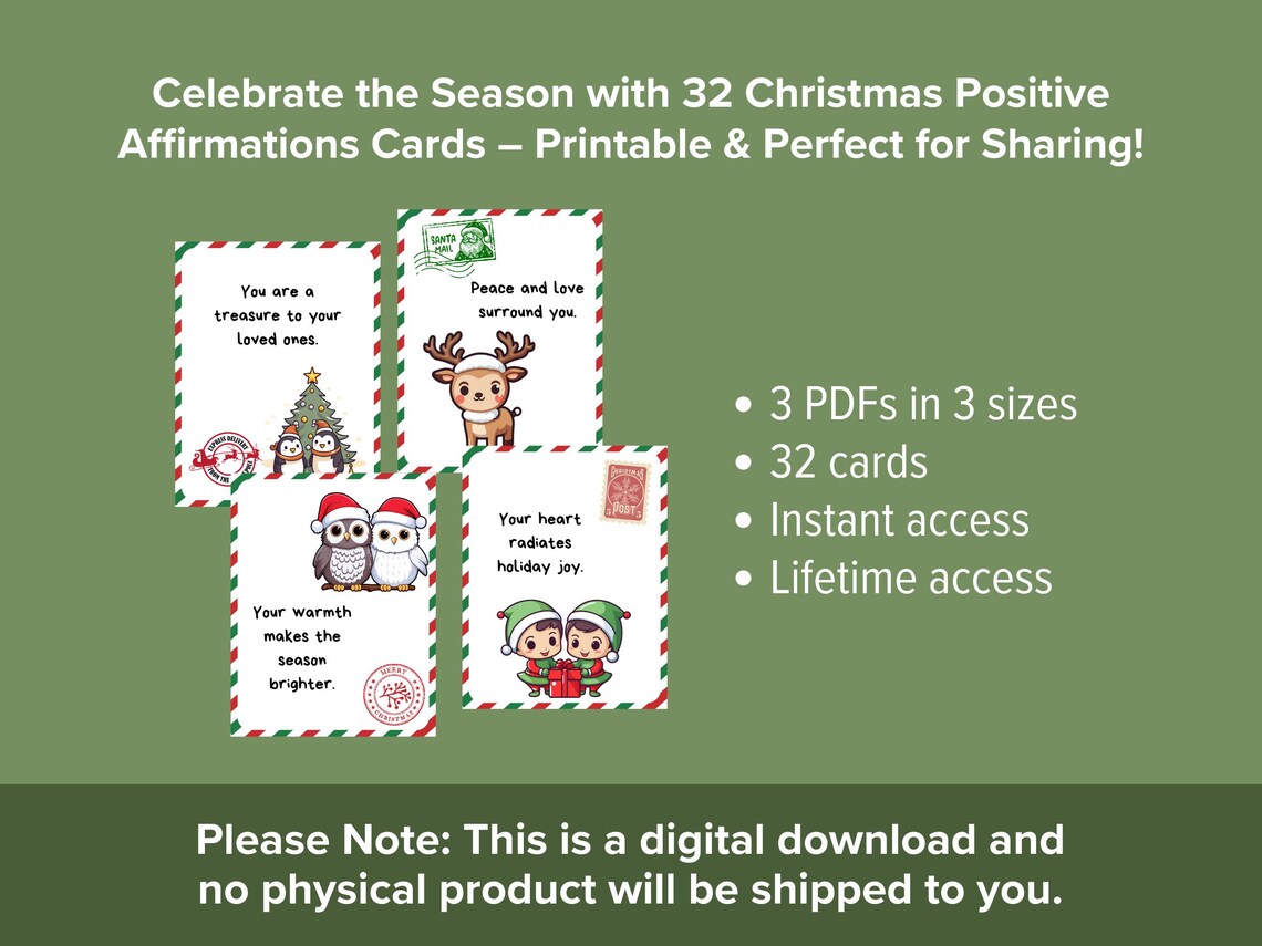32 Christmas Positive Affirmations Cards | Cute Christmas Cards | Xmas ...