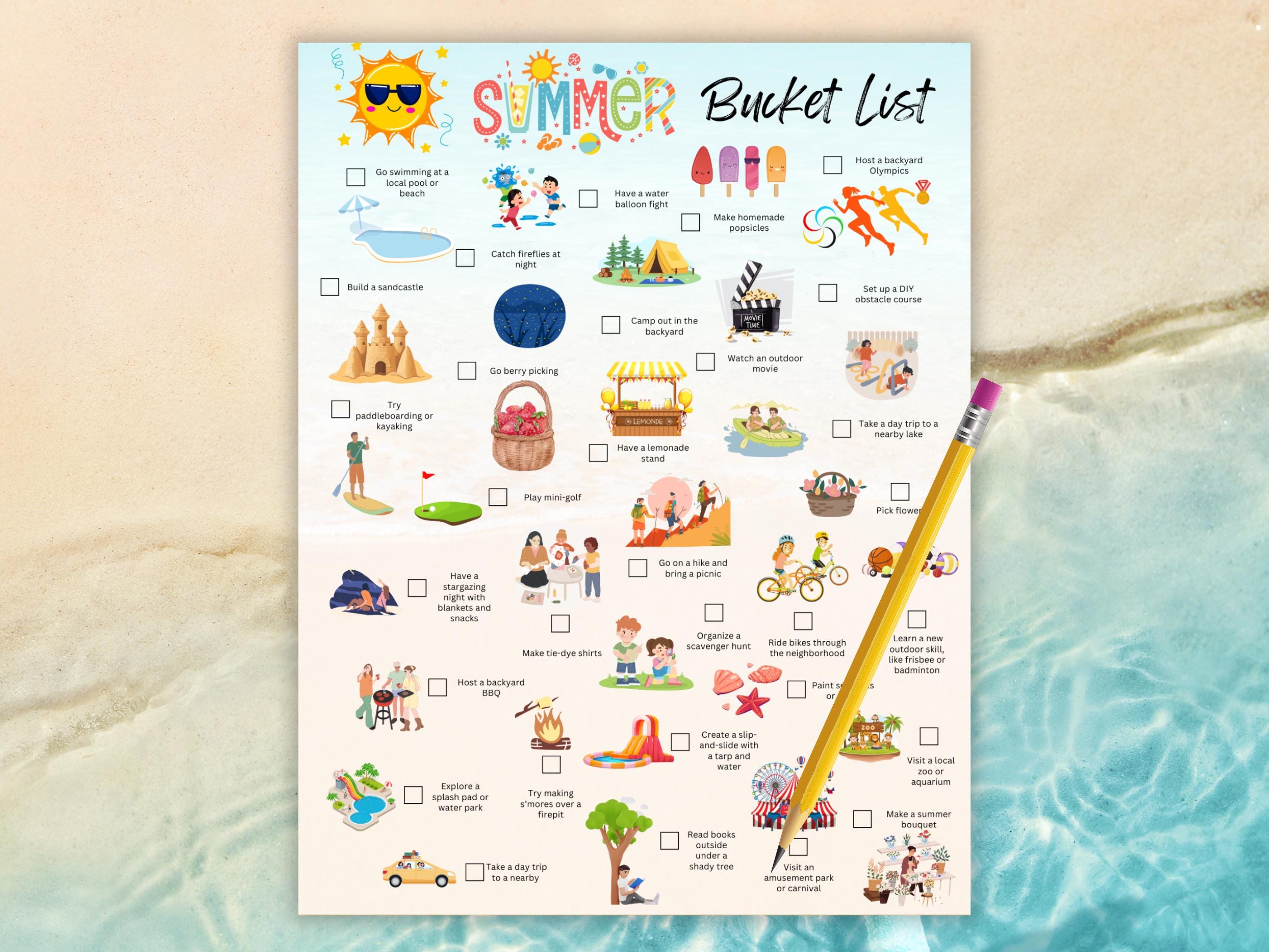 Summer Bucket List Printable | Summer Activities Checklist | Seasonal ...