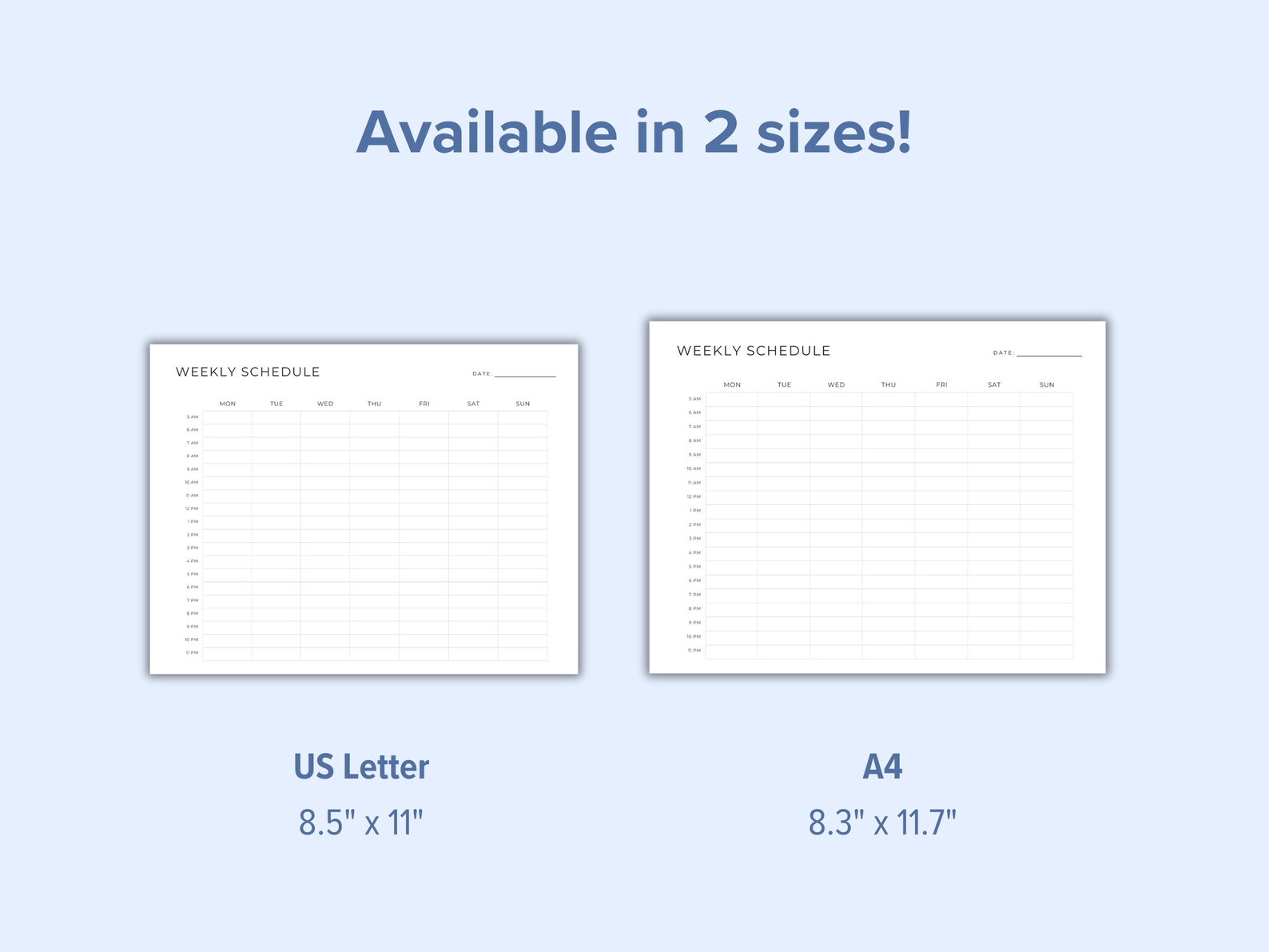 Weekly Planner Schedule With Hourly Blocks Printable | Week at a Glance ...