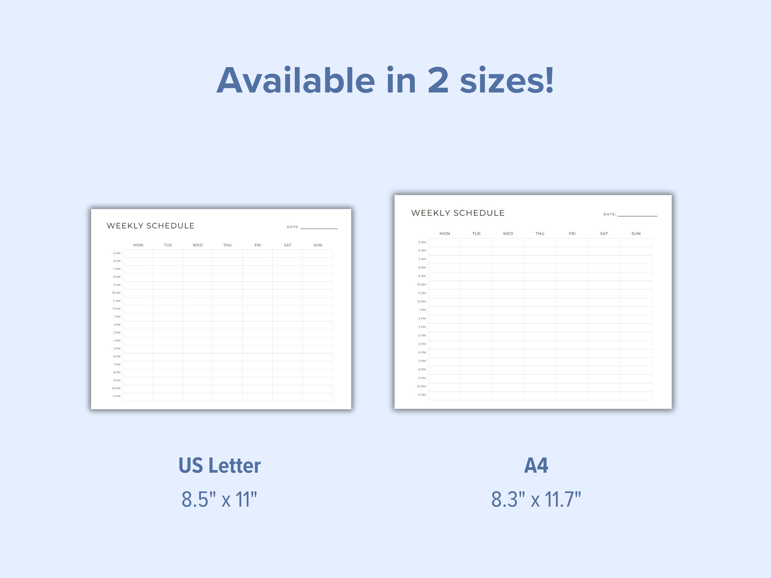 Weekly Planner Schedule With Hourly Blocks Printable | Week at a Glance ...