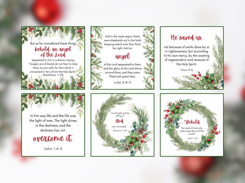 32 Christmas Bible Verses Cards Printable | Christian Christmas Cards ...