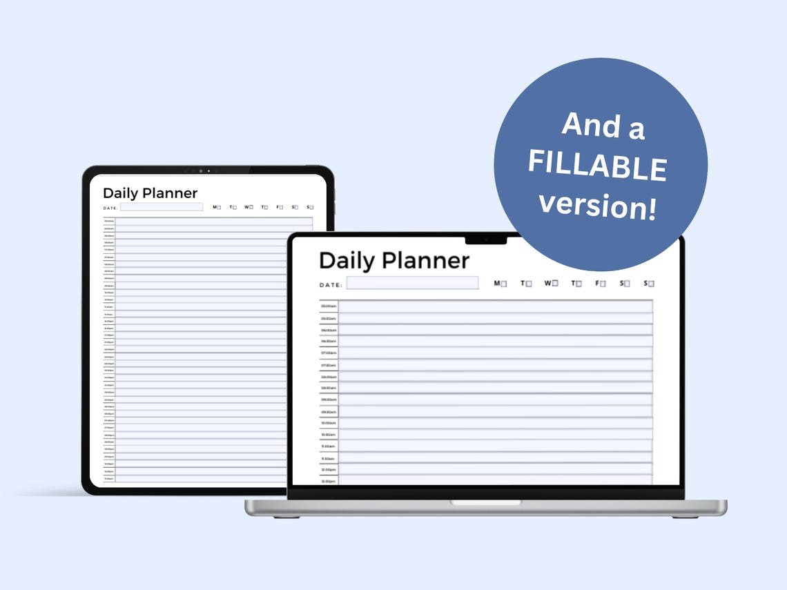 30 Minute Increment Daily Planner Printable | Time Blocking Daily ...