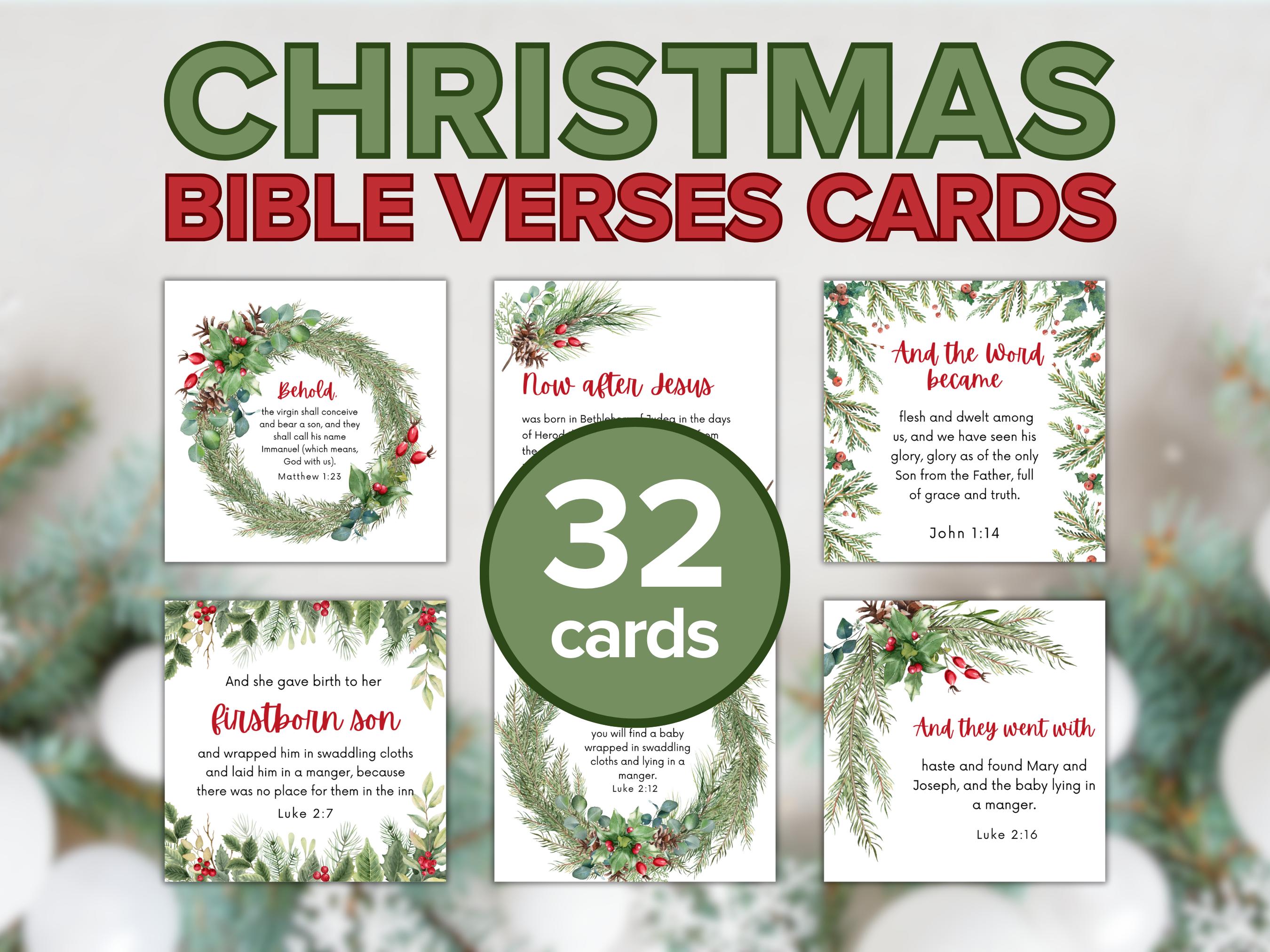 32 Christmas Bible Verses Cards Printable | Christian Christmas Cards ...