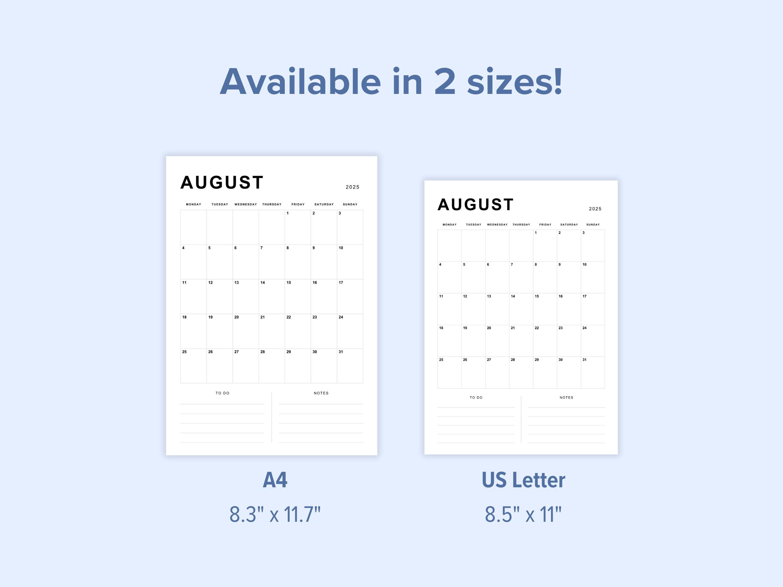 Editable August 2025 Calendar Minimalist Printable | Simple Minimalist ...