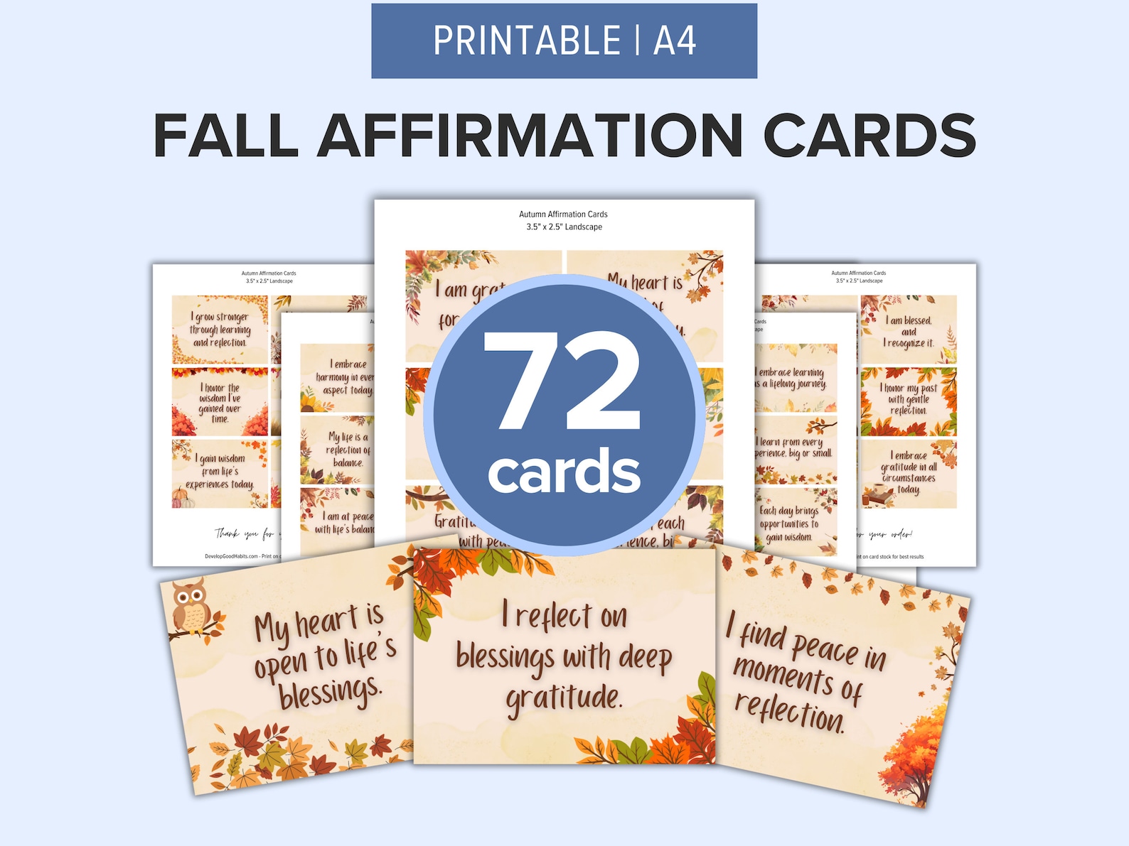 72 Fall Affirmation Cards for Gratitude | Printable Fall and Autumn ...