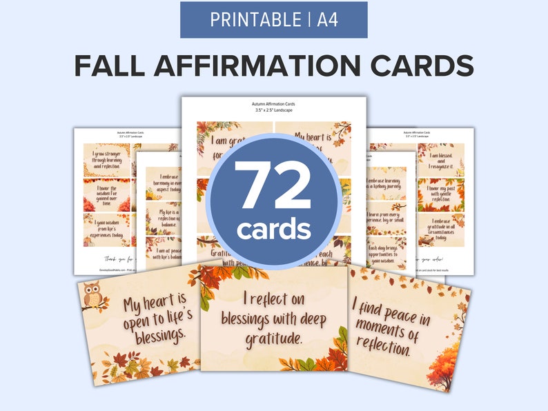 72 Fall Affirmation Cards for Gratitude | Printable Fall and Autumn ...