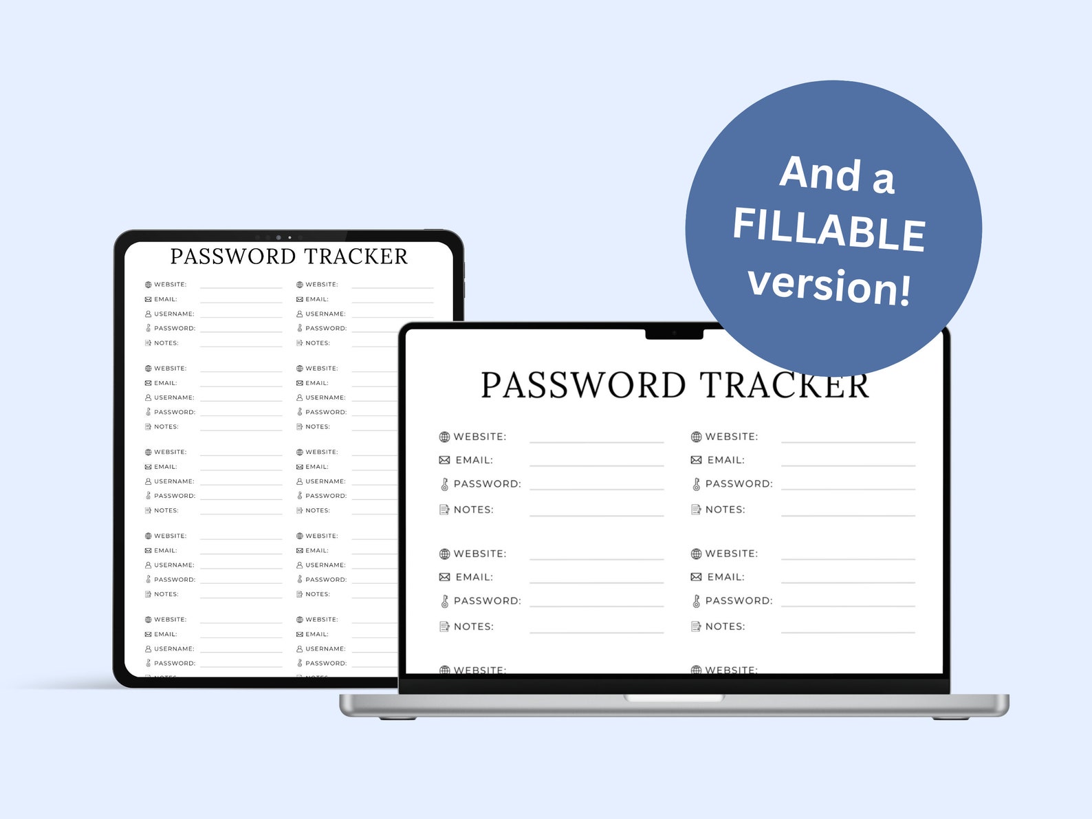 Password Tracker and Log Printable | Password Manager Notebook ...