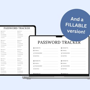 Password Tracker and Log Printable | Password Manager Notebook ...