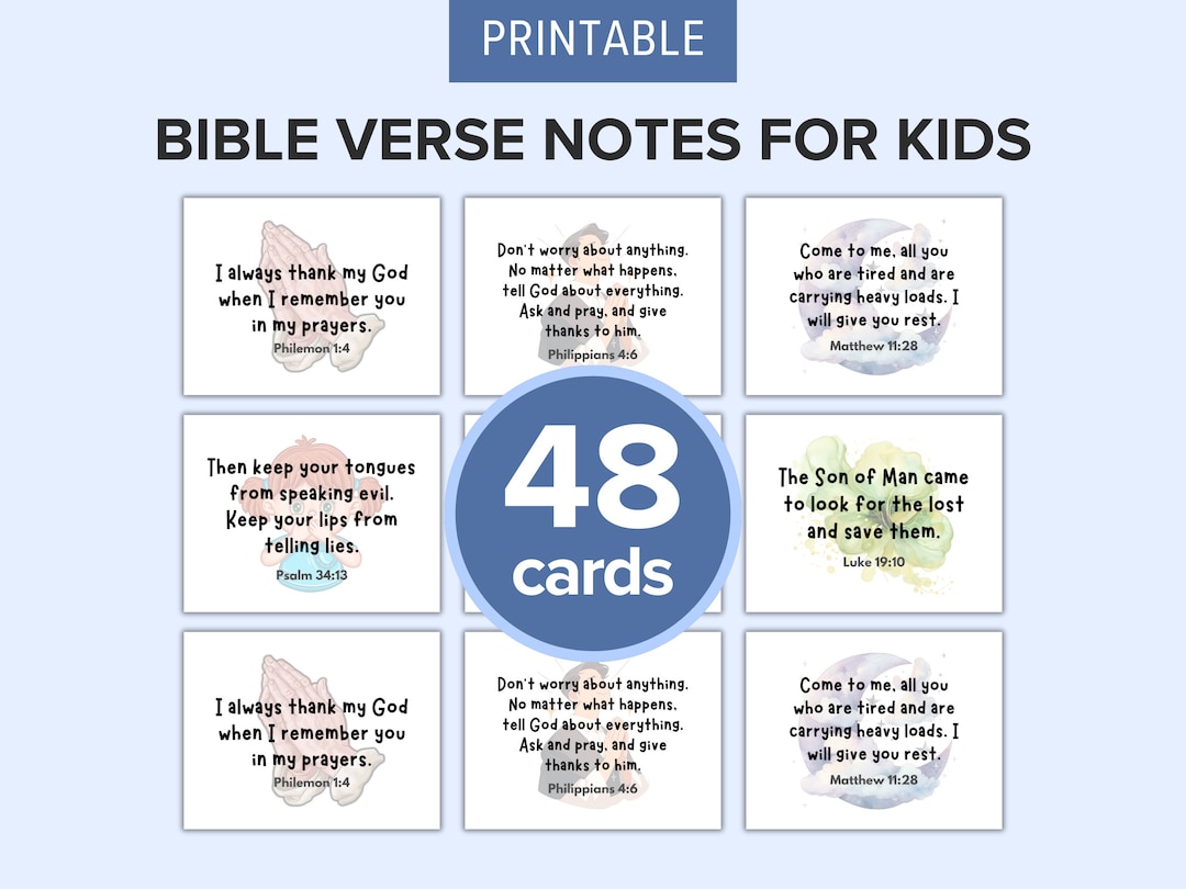 48 Printable Bible Verse Notes for Kids | Encouragement Cards ...