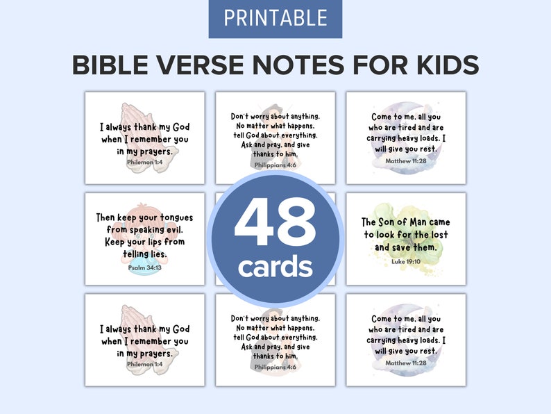 48 Printable Bible Verse Notes for Kids | Encouragement Cards ...