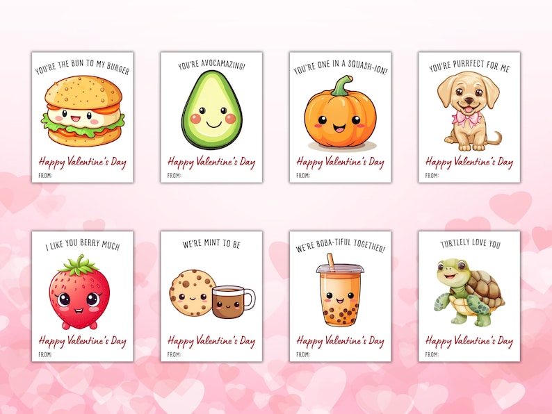 24 Valentine's Day Printable Cards With Cute Puns | School Valentine's ...