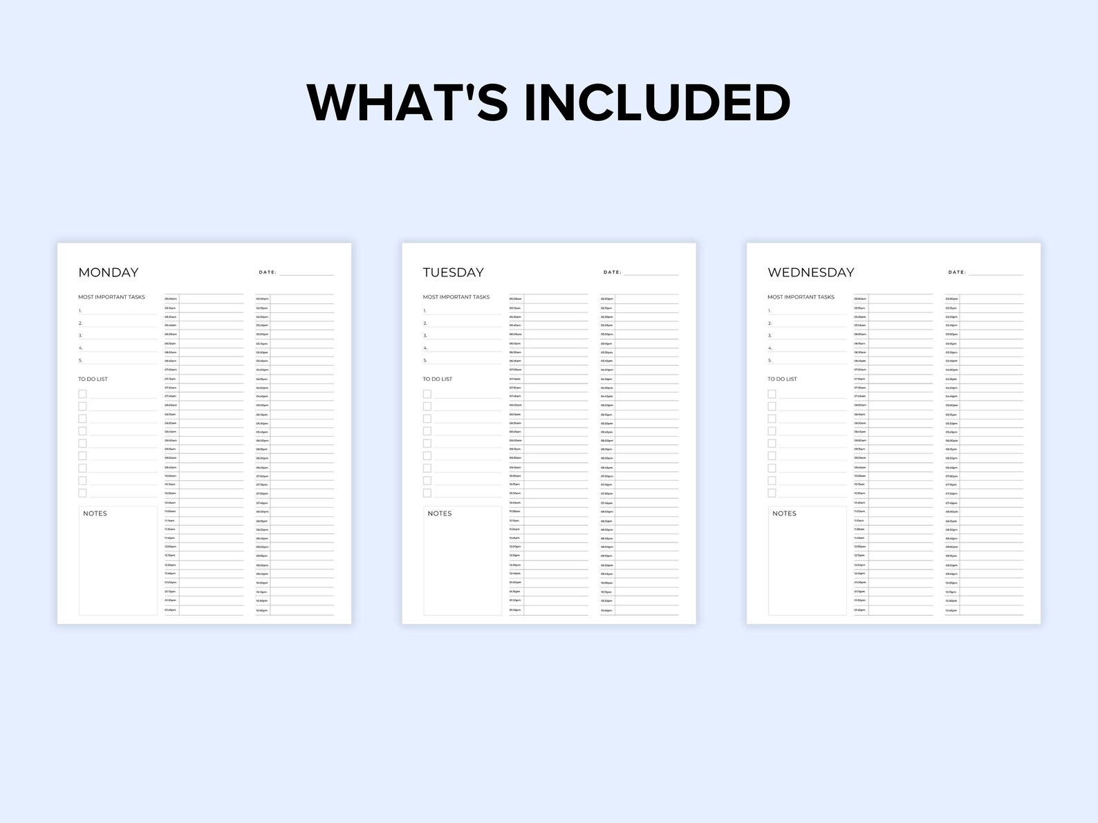 15 Minute Increment Daily Planner Printable | Time Blocking Daily ...